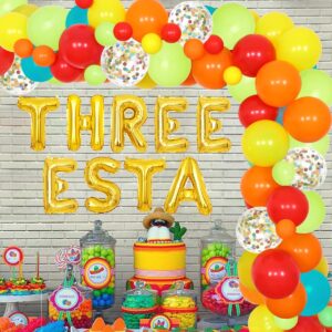 fangleland mexican fiesta 3rd birthday decorations three esta balloon garland kit for taco 3rd birthday cinco de mayo cactus theme party supplies