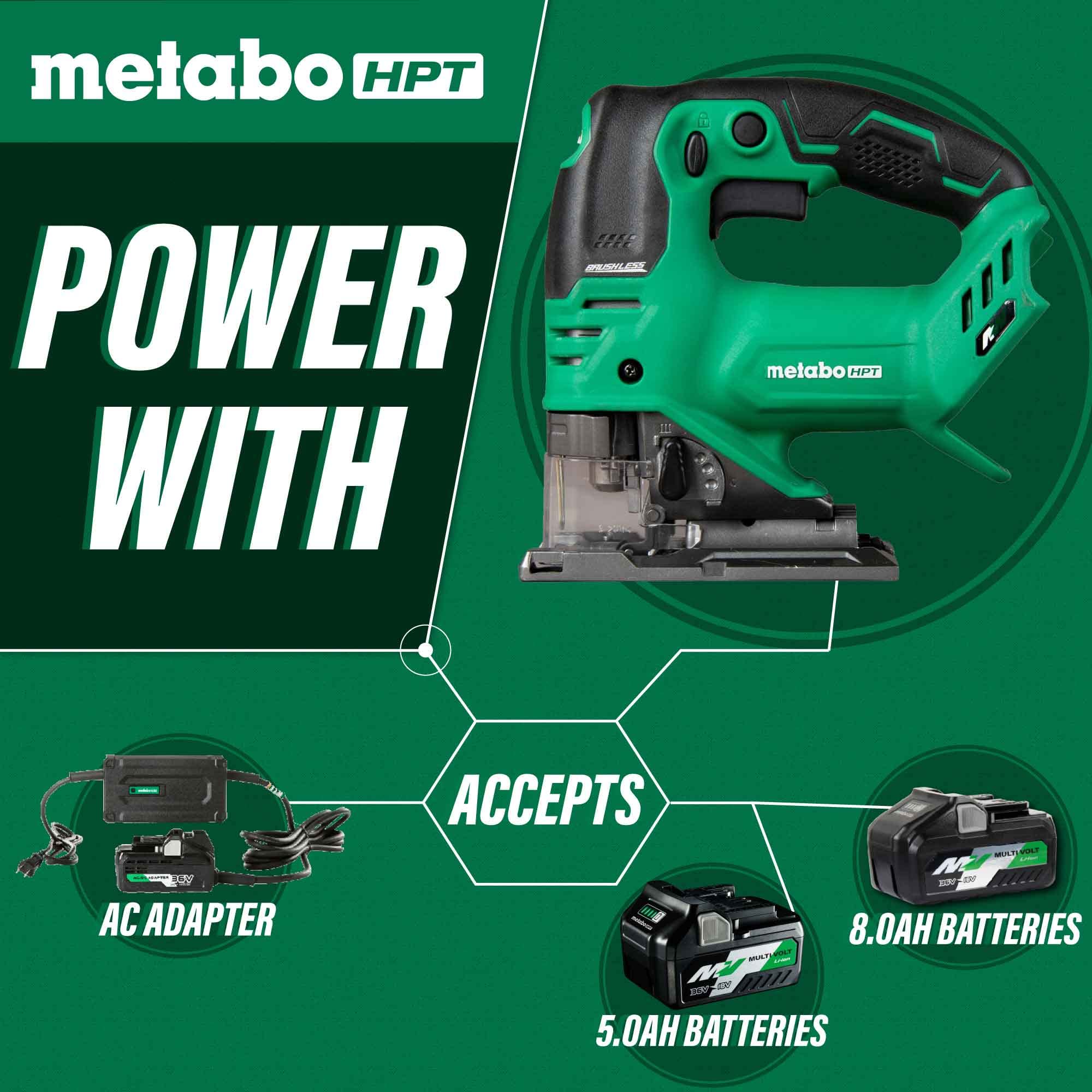 Metabo HPT 36V MultiVolt Jig Saw | Brushless Motor | Tool Body Only | CJ36DAQ4, Green