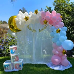 Pink and Blue Balloons Garland Arch Kit - 100Pcs 18+12+5 Inch Pink Blue Confetti Party Balloons for Gender Reveal Boys Girls Birthday Baby Shower Wedding Engagements Anniversary Party Decorations