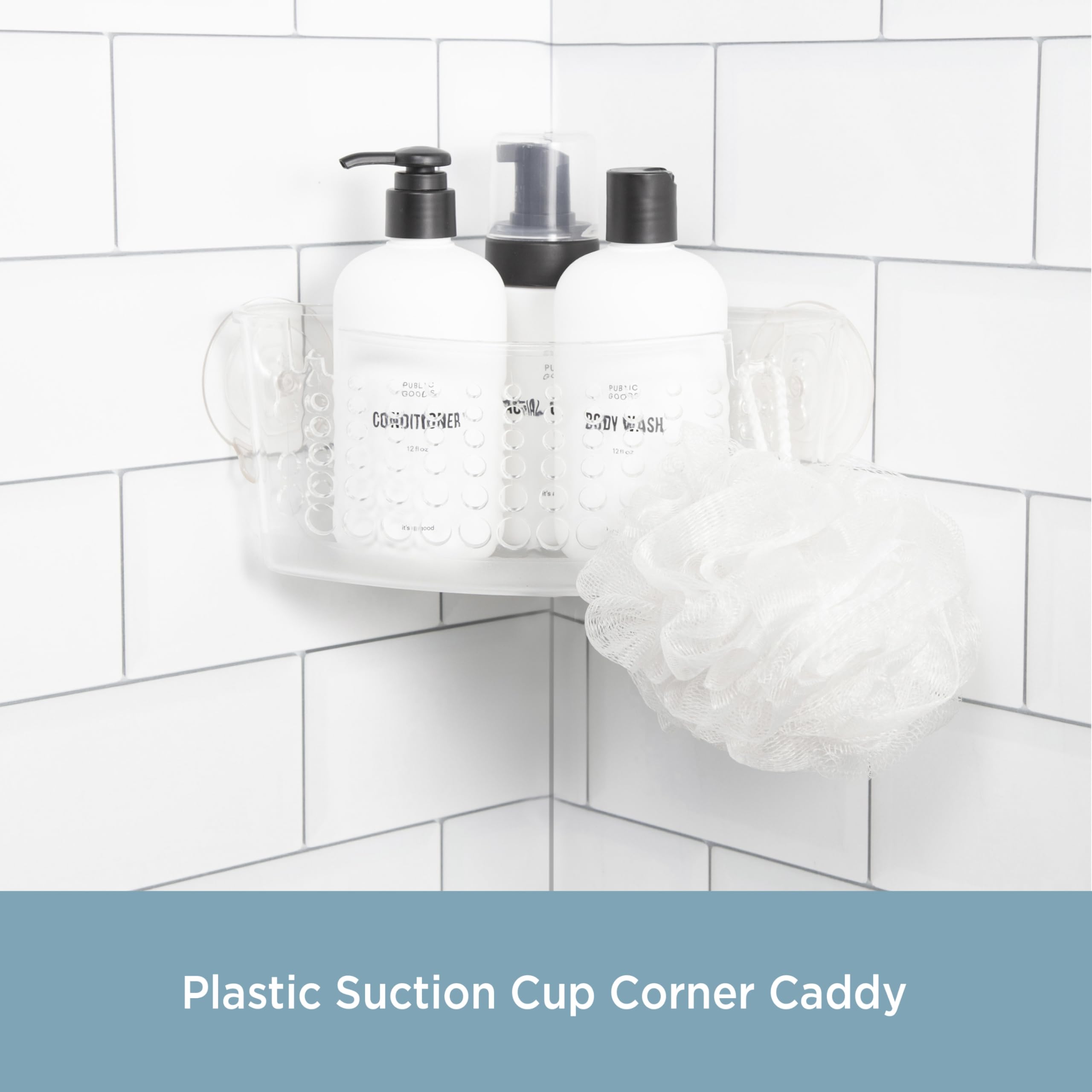 Kenney Suction Cup Corner Basket Shower Caddy, Clear