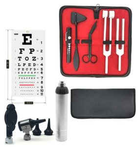 surgical online tactical black - set of multi purpose diagnostic kit for neurological, emt and eye exam, reflex percussion taylor hammer + penlight + tuning fork c 128 c 512 + bandage scissors 5.5"