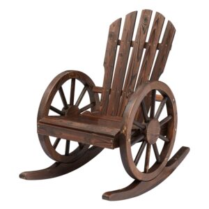 kintness wagon wheel wood rocking chair outdoor furniture patio chairs armrest rocker for garden