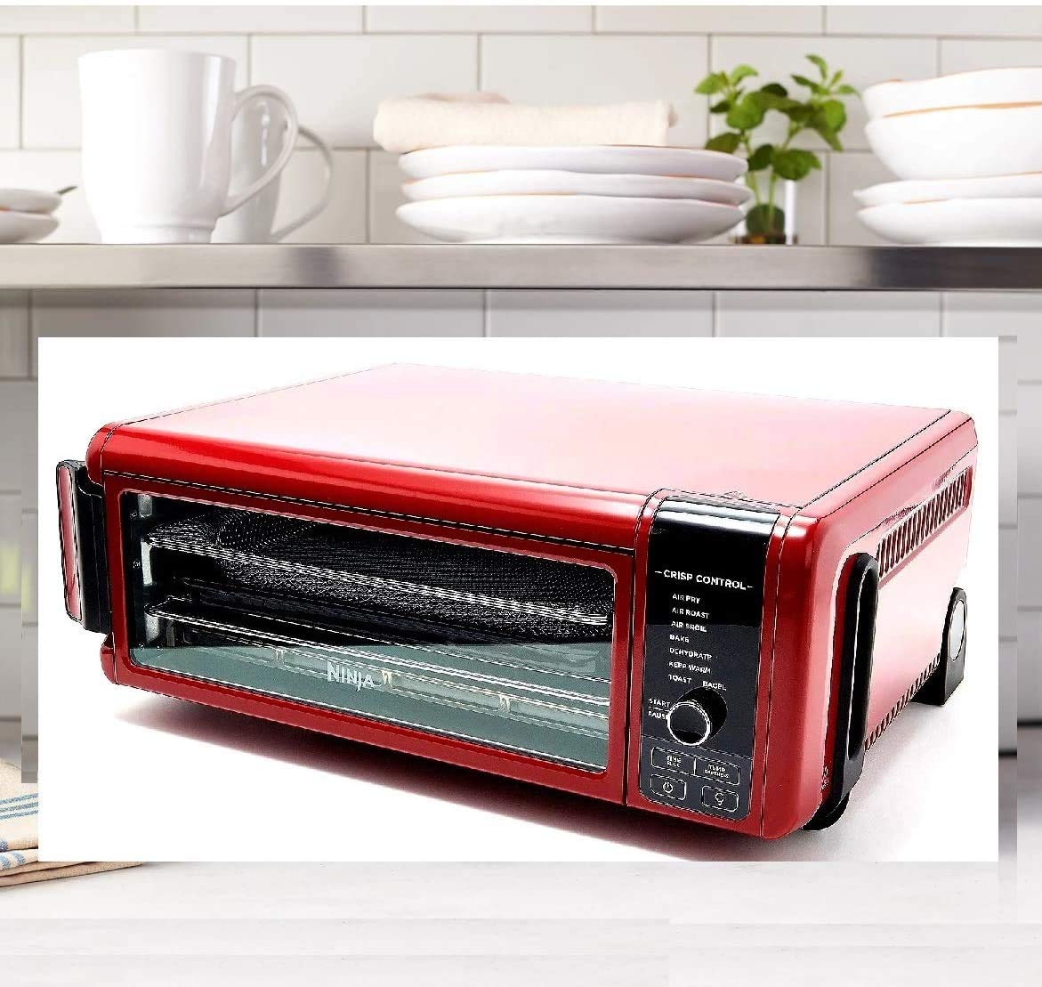 Ninja SP101 Foodi 8-in-1 Air Fry Large Toaster Oven Flip-Away for Storage Dehydrate Keep Warm 1800w XL Capacity (Renewed) RED