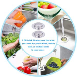 2PCS Kitchen Sink Strainer 2.75" Diameter - Stainless Steel Kitchen Sink Basket Strainer, Metal Drain Strainer Fits Most American Kitchen Sinks, Bathroom Bathtub, Shower Drains