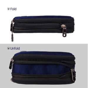 only warm Pencil Case Soft Fabric Multi-Function Compartment,Large-Capacity Navy Blue 8.86 * 2.36 * 4.33