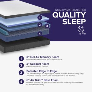 Blissful Nights - Twin Mattress - Medium Firm 10" Cool Gel Memory Foam with Patented Edge Support and Cooling Air Grid - CertiPUR-US Certified Foams