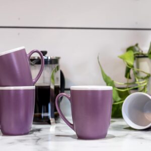 Elanze Designs Solid Color Purple White Interior 16 ounce Matte Ceramic Mugs Matching Set of 4