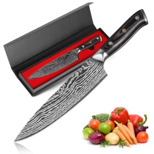 bolesta chef knife, 8 inch chef's knife, super sharp professional german high carbon stainless steel cooking kitchen knives-rust resistant,with micarta handle and gift box