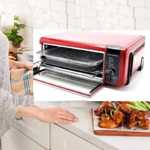 Ninja SP101 Foodi 8-in-1 Air Fry Large Toaster Oven Flip-Away for Storage Dehydrate Keep Warm 1800w XL Capacity (Renewed) RED