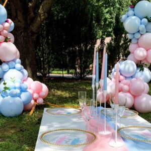 Pink and Blue Balloons Garland Arch Kit - 100Pcs 18+12+5 Inch Pink Blue Confetti Party Balloons for Gender Reveal Boys Girls Birthday Baby Shower Wedding Engagements Anniversary Party Decorations