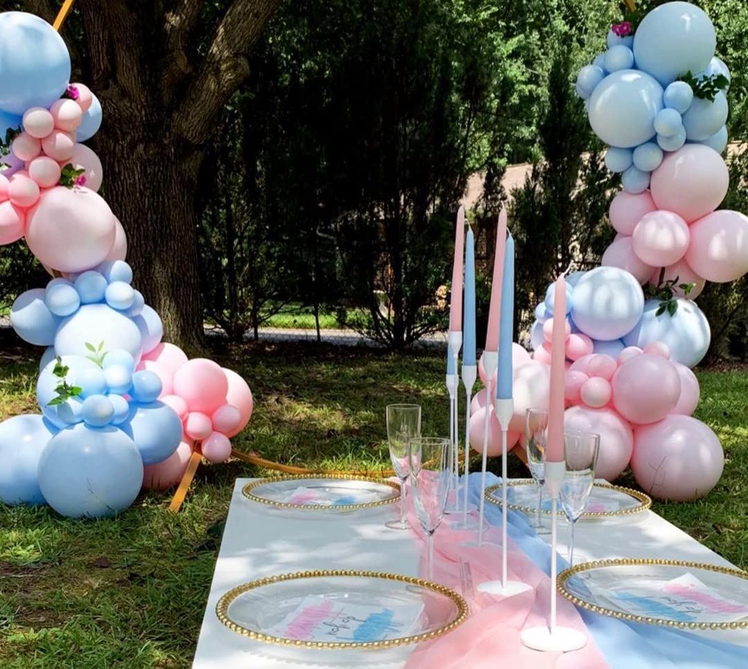 Pink and Blue Balloons Garland Arch Kit - 100Pcs 18+12+5 Inch Pink Blue Confetti Party Balloons for Gender Reveal Boys Girls Birthday Baby Shower Wedding Engagements Anniversary Party Decorations