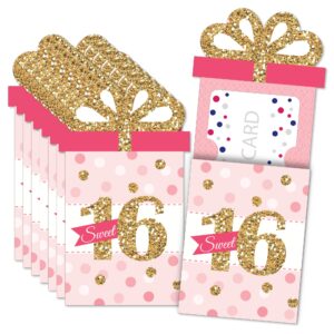 big dot of happiness sweet 16-16th birthday party money and gift card sleeves - nifty gifty card holders - set of 8