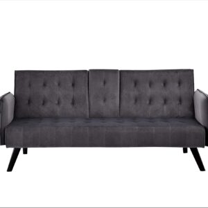 Container Furniture Direct Mid-Century Modern Velvet Uphostered Sofabed, Silverish Grey