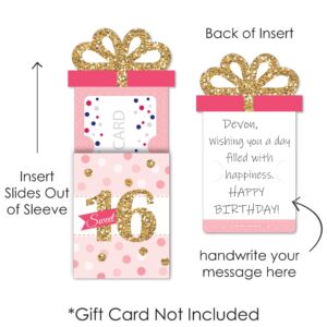 Big Dot of Happiness Sweet 16-16th Birthday Party Money and Gift Card Sleeves - Nifty Gifty Card Holders - Set of 8