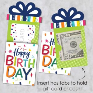 Big Dot of Happiness Cheerful Happy Birthday - Colorful Birthday Party Money and Gift Card Sleeves - Nifty Gifty Card Holders - Set of 8