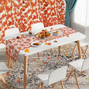 Attmu 2 Pack Thanksgiving Table Runner, Fall Table Runner, Fall Table Decor for Home with Maple Leaves Lace for Thanksgiving Dinner Table Decoration(13 x 72 inches)