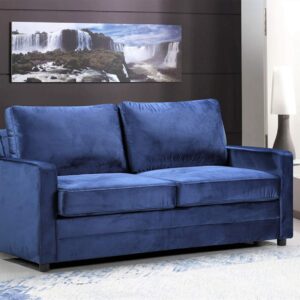 Container Furniture Direct Rosina Convertible Sleeper Sofa with Innerspring Mattress and Durable Metal Frame, 500 lb Capacity, Mid-Century Velvet Pull Out Couch Bed, 70" Wide, Full Size, Cobalt Blue