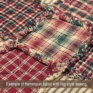 Vintage Christmas 1 Cotton Homespun Plaid Fabric by JCS - Sold by The Yard