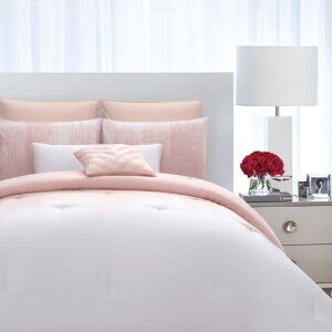 Vince Camuto - Full/Queen Duvet and Sham Set - Abstract Brushstroke Pattern - Lyon Collection - Blush/White