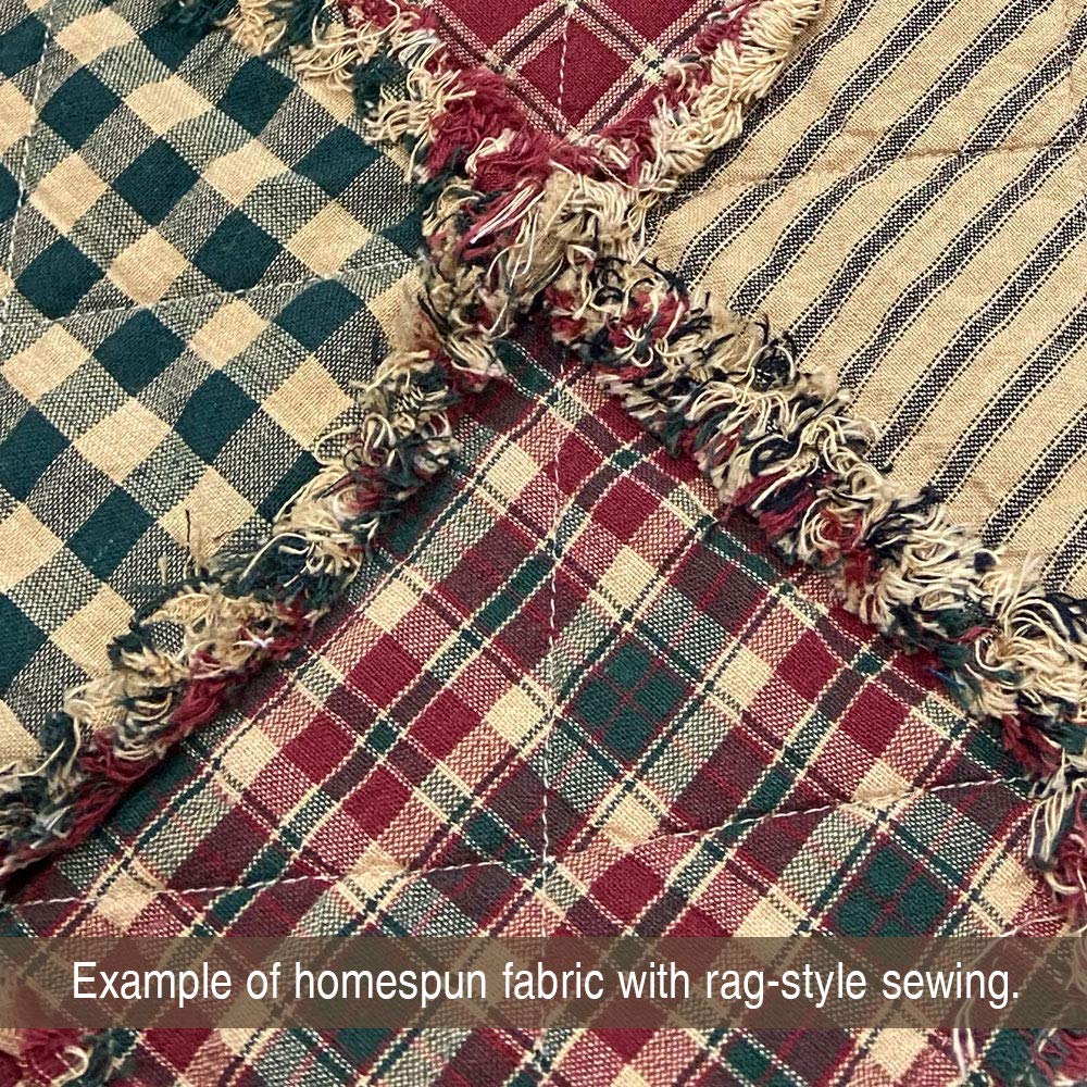 Vintage Christmas 2 Cotton Homespun Plaid Fabric by JCS - Sold by The Yard