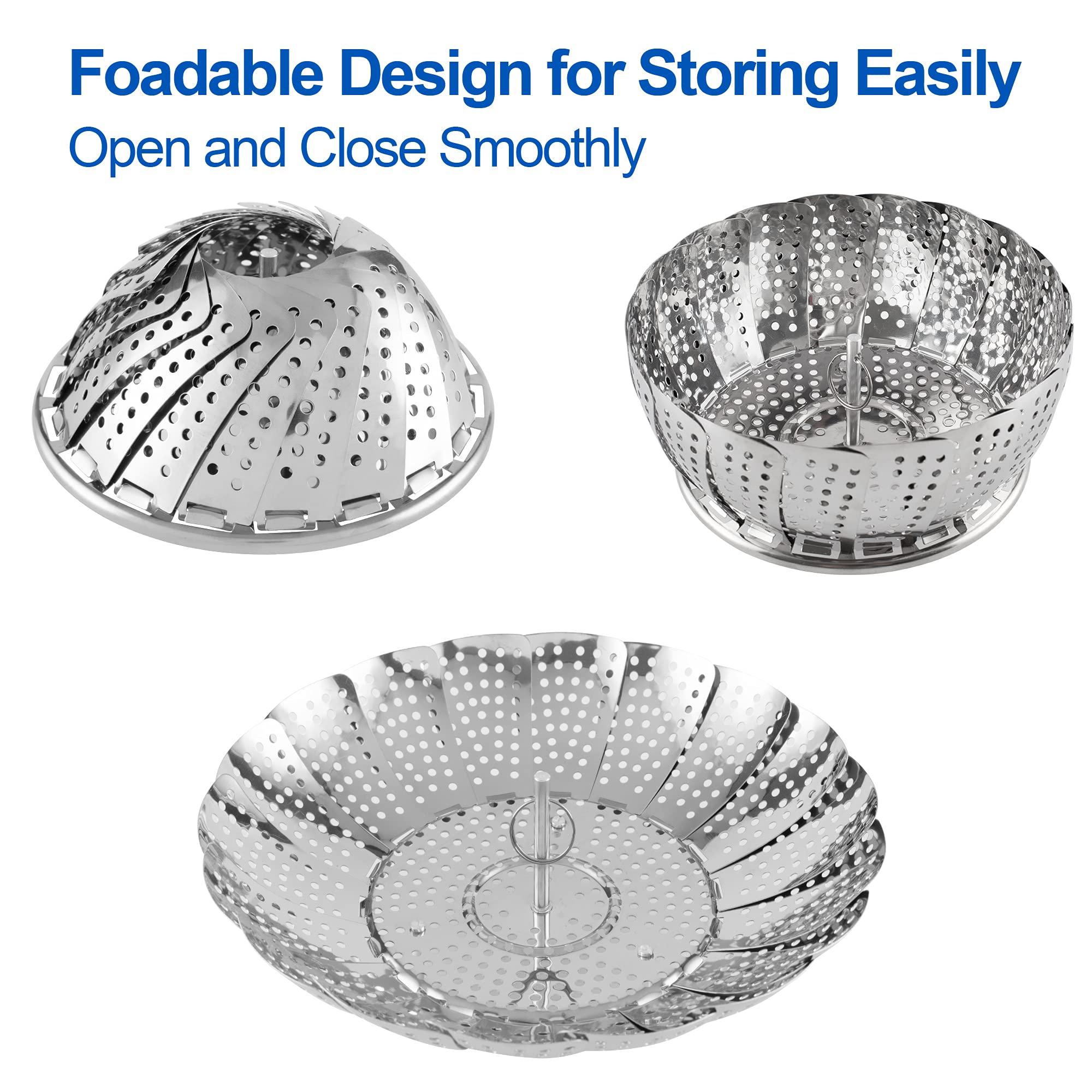 Vegetable Steamer Basket, Premium Stainless Steel Veggie Steamer Basket - Folding Expandable Steamers to Fits Various Size Pot Small by SAYFINE (5.4" to 9.2")