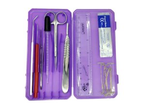 dr instruments precision plus dissection kit - 24-piece biology kit - 9 stainless steel instruments - extra blades & t-pins - biology students & faculty – assorted color cases