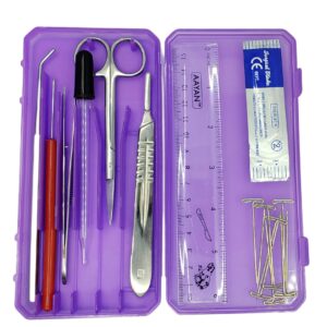 DR Instruments Precision Plus Dissection Kit - 24-Piece Biology Kit - 9 Stainless Steel Instruments - Extra Blades & T-Pins - Biology Students & Faculty – Assorted Color Cases