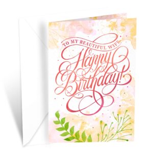 prime greetings romantic wife birthday card, made in america, eco-friendly, thick card stock with premium envelope 5in x 7.75in, packaged in protective mailer