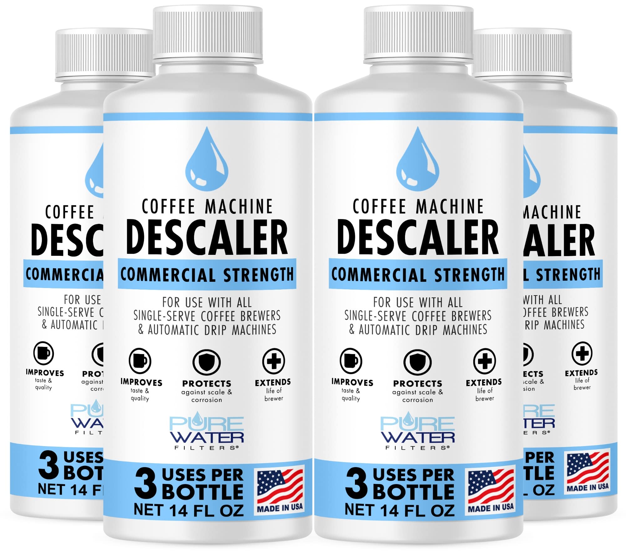 Descaler & Cleaner (12 Uses) - MADE IN USA - Descaling Solution for Keurig Brewers, Nespresso, Delonghi, Breville & All Coffee Makers & Espresso Machines