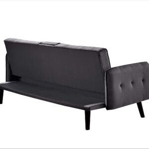 Container Furniture Direct Mid-Century Modern Velvet Uphostered Sofabed, Silverish Grey