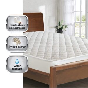 All-In-One Water-Resistant Copper Effects Hygienic Fitted Mattress Pad, Full,White