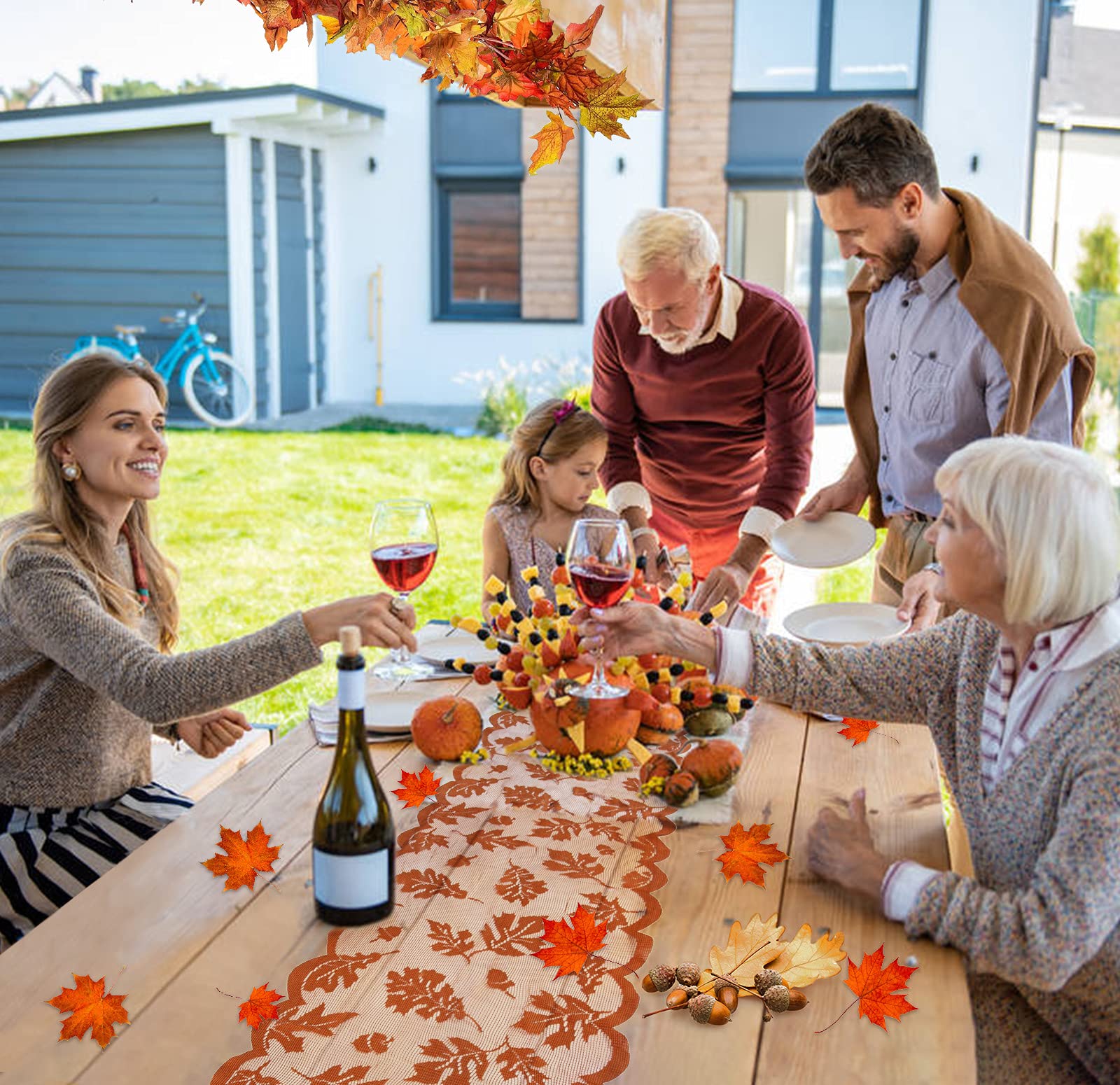 Attmu 2 Pack Thanksgiving Table Runner, Fall Table Runner, Fall Table Decor for Home with Maple Leaves Lace for Thanksgiving Dinner Table Decoration(13 x 72 inches)