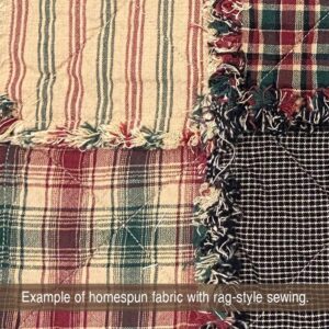 Vintage Christmas 1 Cotton Homespun Plaid Fabric by JCS - Sold by The Yard