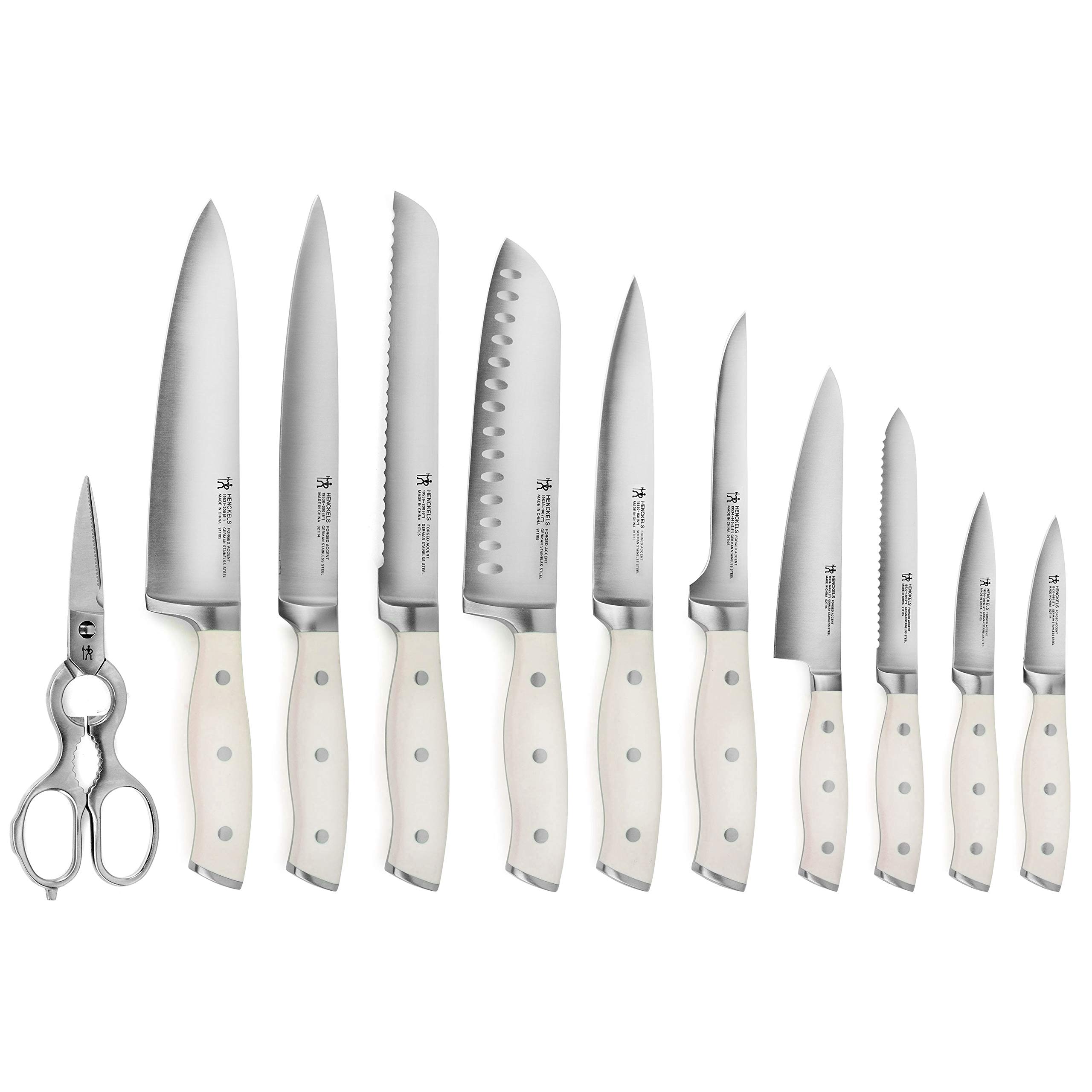 Henckels Forged Accent 20 Piece Self Sharpening Knife Block Set with Off-White Handles