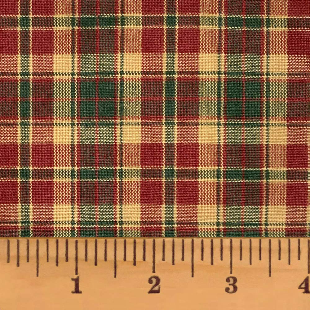 Vintage Christmas 2 Cotton Homespun Plaid Fabric by JCS - Sold by The Yard