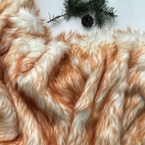 Bianna Candy Amber Orange White Faux Fur Fabric, 60 inches Wide Options and Small Sizes, American Seller, Luxury Shag Shaggy Material for Crafting, Sewing, Costumes (12x12 inches)