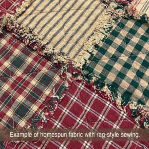 Vintage Christmas 2 Cotton Homespun Plaid Fabric by JCS - Sold by The Yard