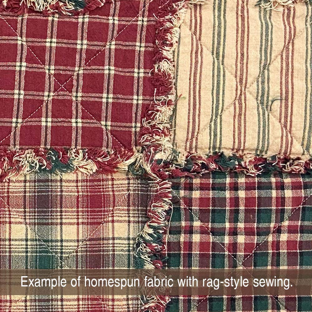 Vintage Christmas 3 Cotton Homespun Plaid Fabric by JCS - Sold by The Yard