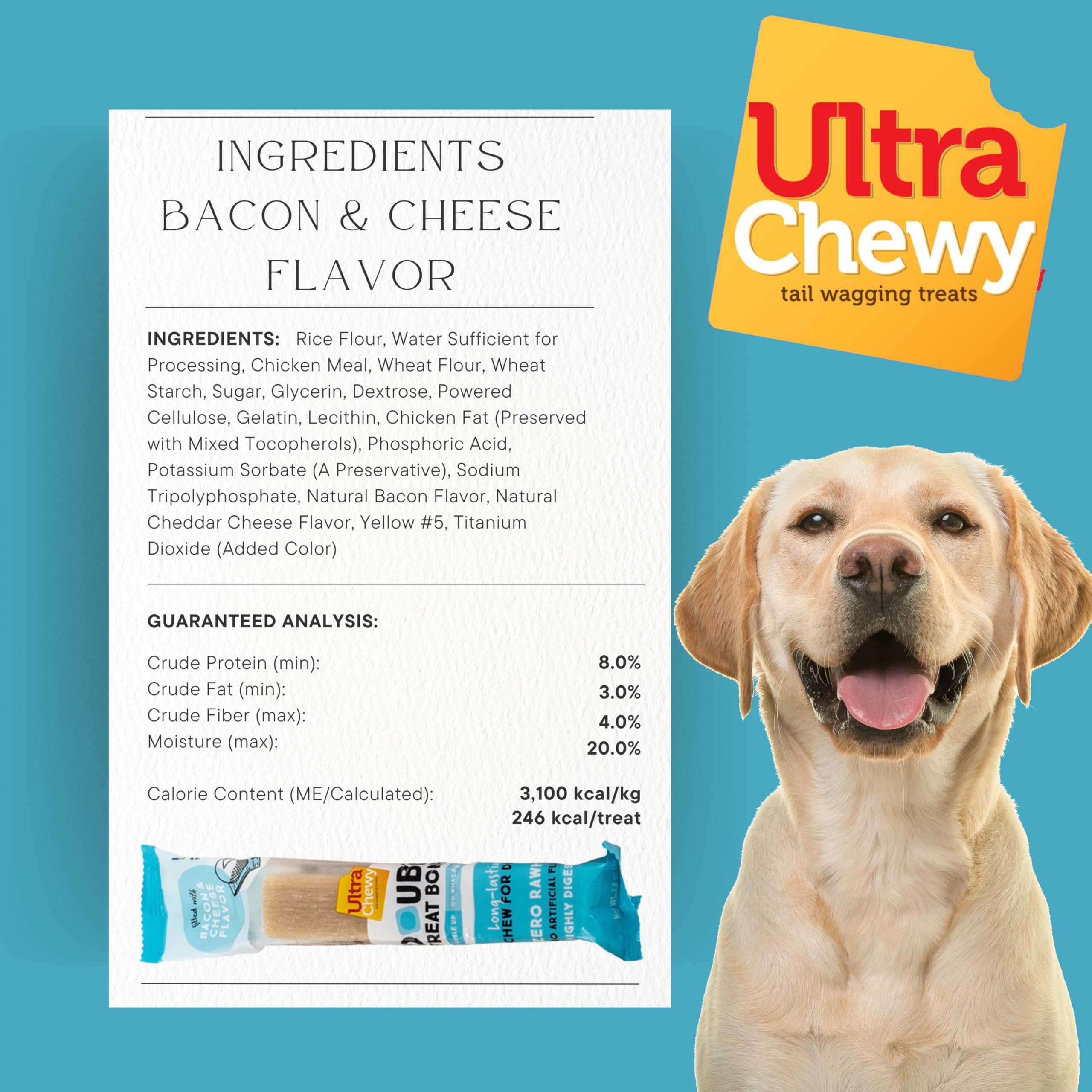 Ultra Chewy Favorites Double Treat Bones, Made in The USA, Healthy Treats, Easy to Digest, Promotes Dental Health (Assorted Flavors, 2 Packs/9 Bones Per Pack)