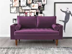 us pride furniture caladeron mid-century modern loveseat in soft velvet