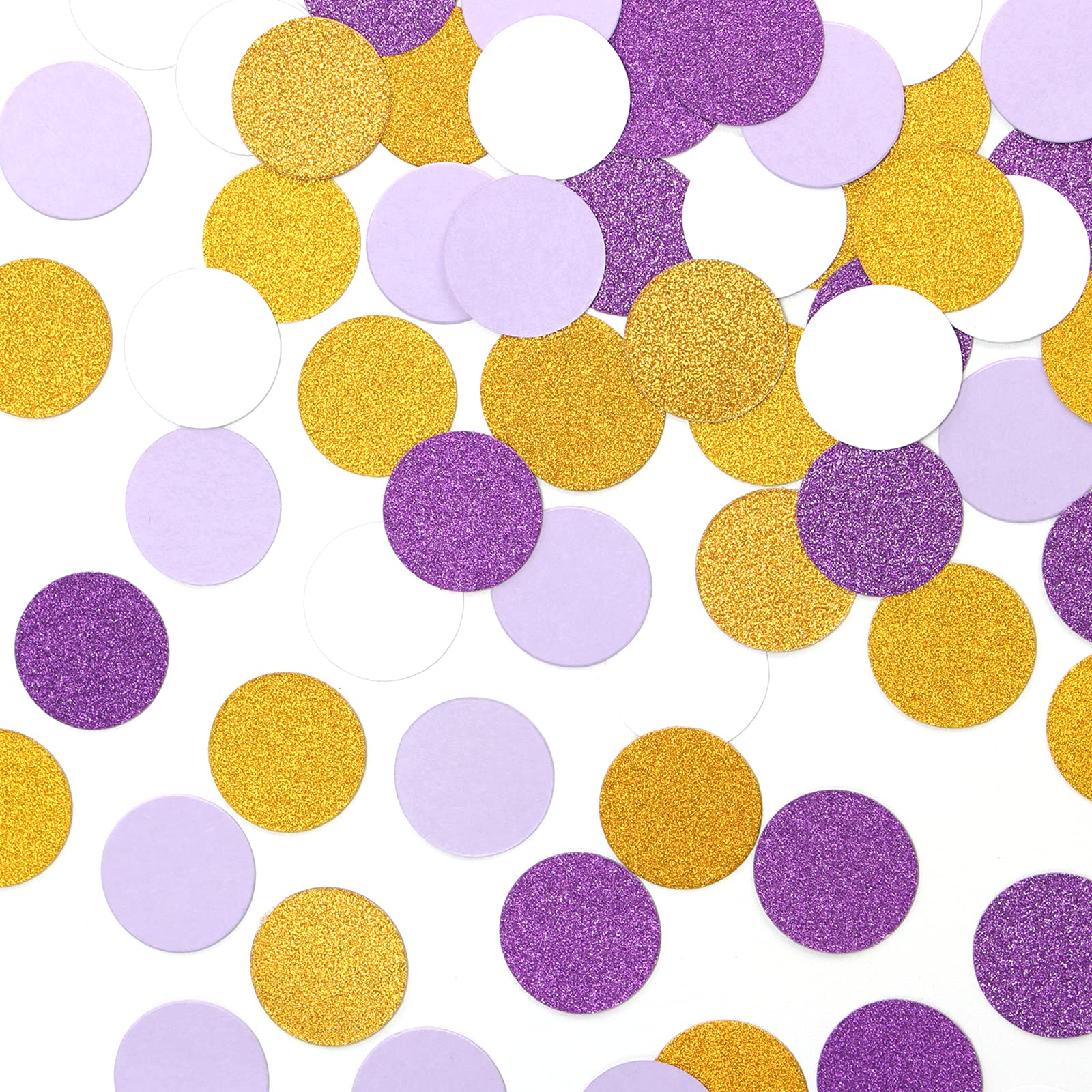 White Purple-Gold Party Decorations Confetti - 300pcs Glitter Graduation Mothers Day Table Confetti Woman Girl Birthday Party Decoration Bridal Baby Shower Wedding Paper Dot Lasting Surprise