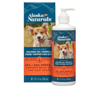 alaska naturals – wild alaska salmon oil formula dog food topper – epa and dha omega-3 - supplement for healthy skin, shiny coat – made in the usa – 15.5 oz. pump bottle