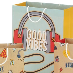 Hallmark Gift Bag Assortment (8 Bags: 3 Small 6", 3 Medium 9", 2 Large 13") Kids Birthday, Good Vibes, Retro Icons