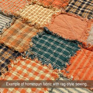 Pumpkin Spice 6 Autumn Homespun Cotton Plaid Fabric by JCS - Sold by The Yard