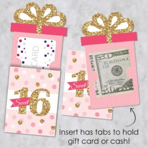 Big Dot of Happiness Sweet 16-16th Birthday Party Money and Gift Card Sleeves - Nifty Gifty Card Holders - Set of 8