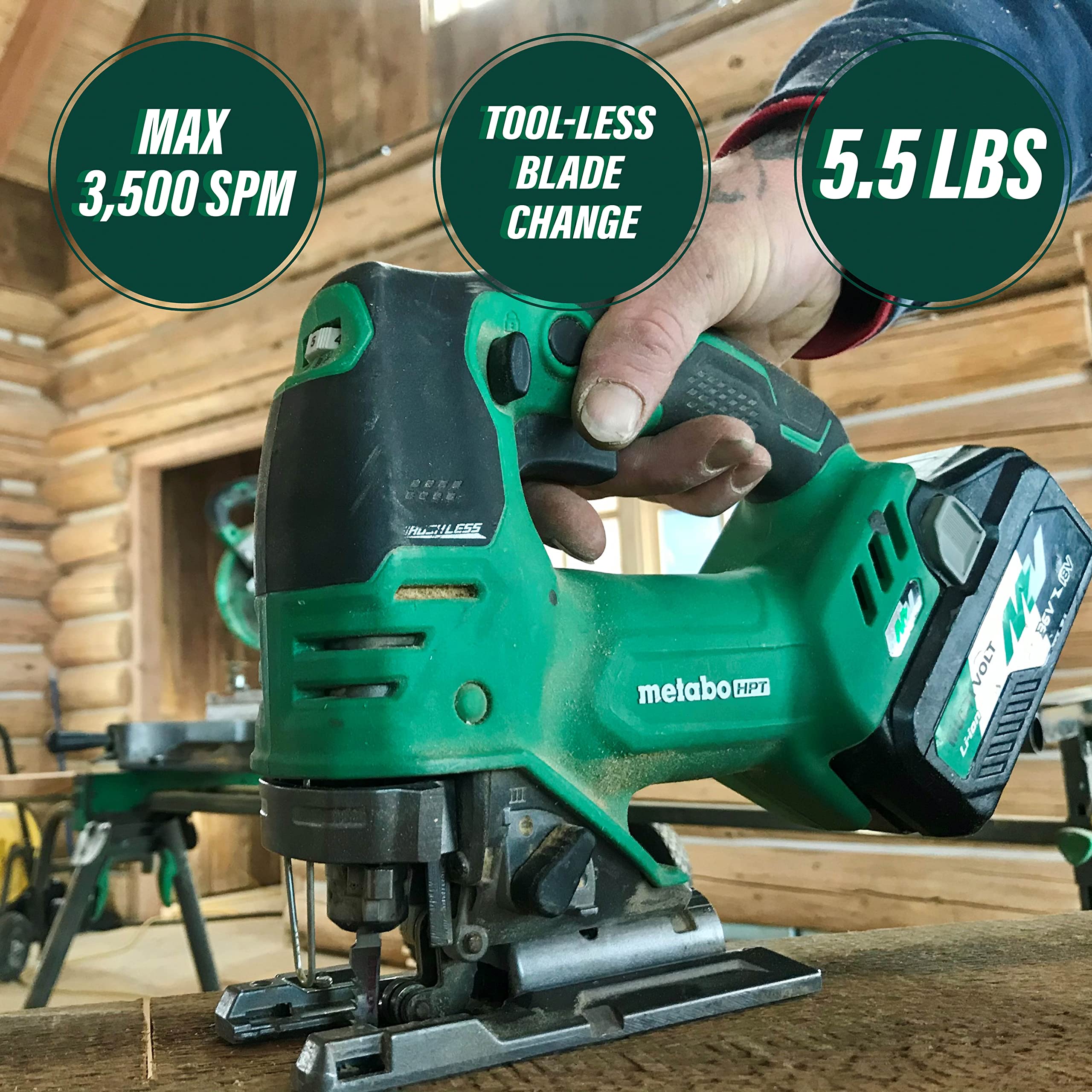 Metabo HPT 36V MultiVolt Jig Saw | Brushless Motor | Tool Body Only | CJ36DAQ4, Green