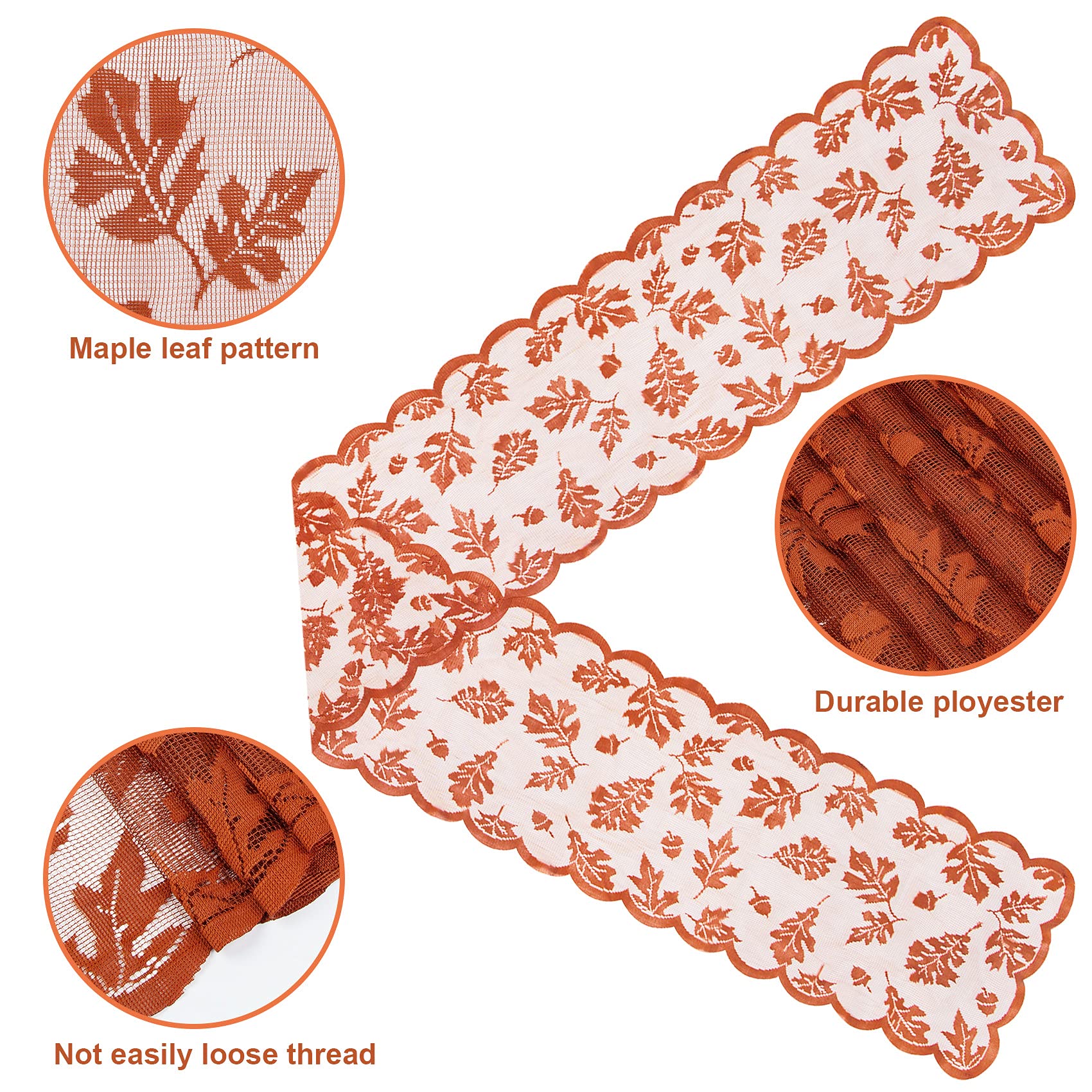 Attmu 2 Pack Thanksgiving Table Runner, Fall Table Runner, Fall Table Decor for Home with Maple Leaves Lace for Thanksgiving Dinner Table Decoration(13 x 72 inches)