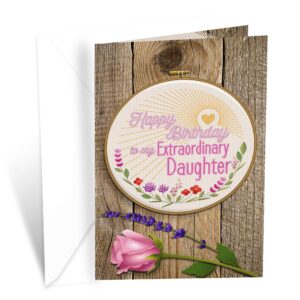 prime greetings happy birthday card for daughter, made in america, eco-friendly, thick card stock with premium envelope 5in x 7.75in, packaged in protective mailer