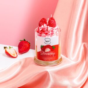 strawberry shortcake soy candle,12 oz | made in the usa with 100% soy wax