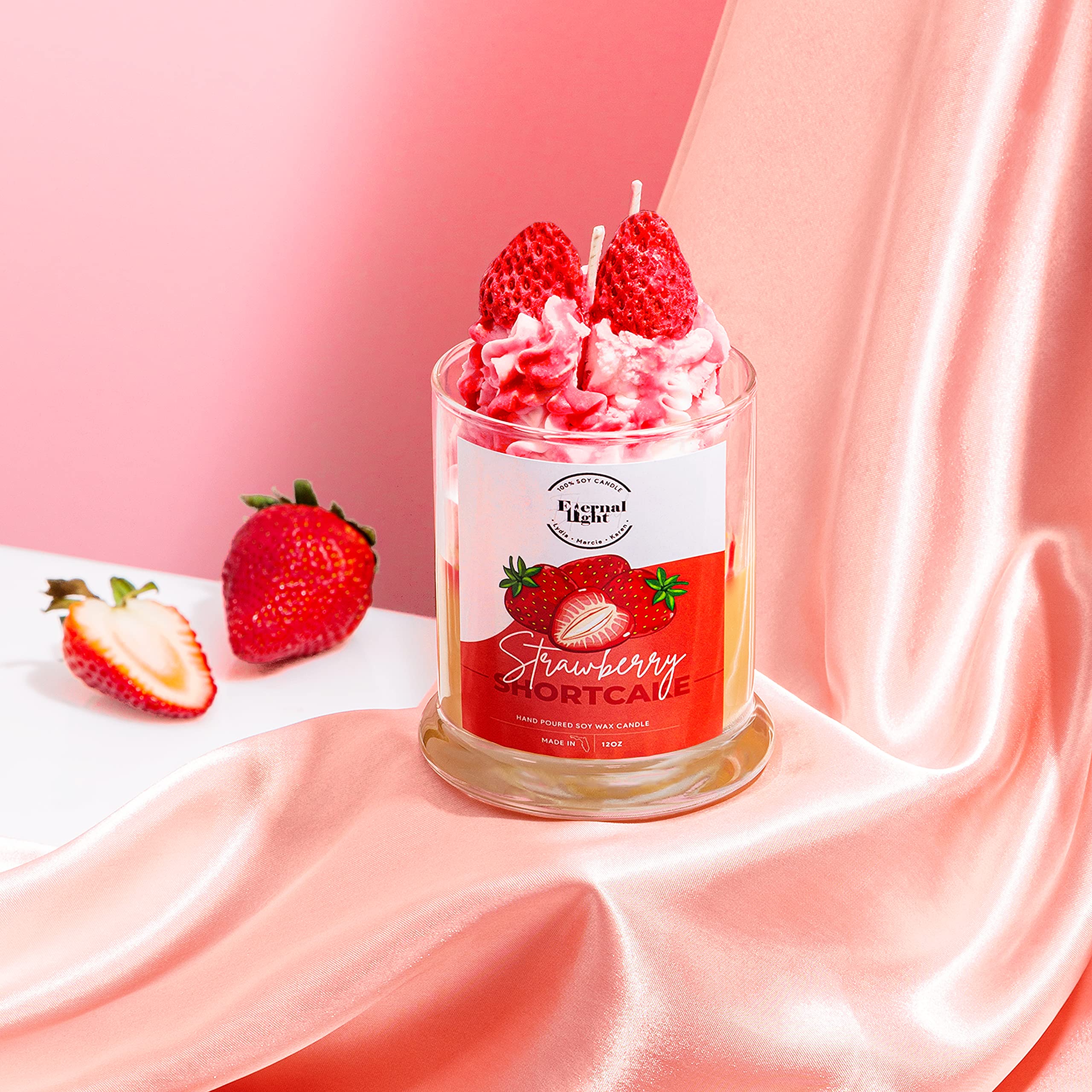 Strawberry Shortcake Soy Candle,12 oz | Made in The USA with 100% Soy Wax